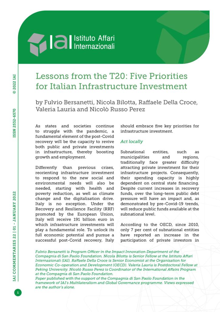 Lessons from the T20: Five Priorities for Italian Infrastructure ...